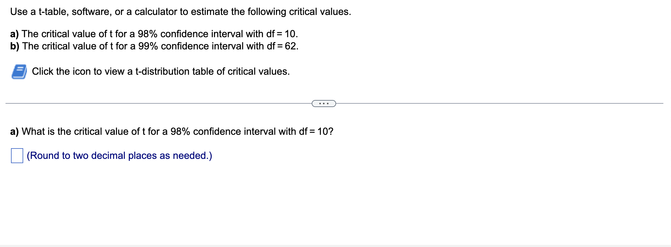 Solved Use a t-table, software, or a calculator to estimate | Chegg.com