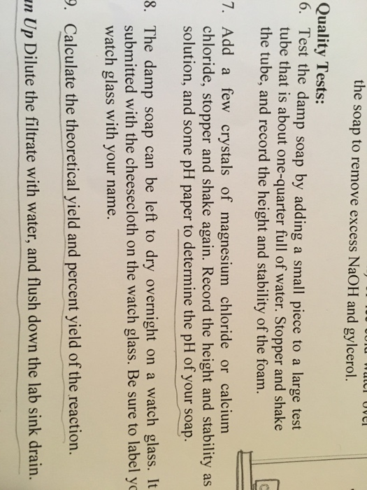 Solved test the damp soap by adding a small piece to a large | Chegg.com