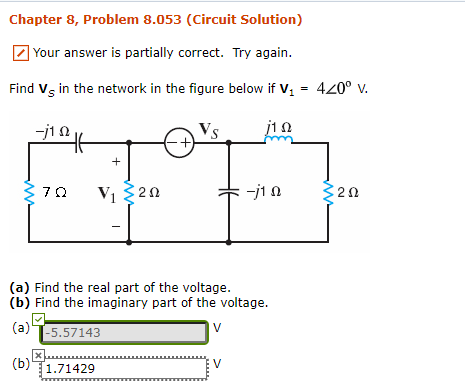 Solved Chapter 8, Problem 8.053 (Circuit Solution) Your | Chegg.com