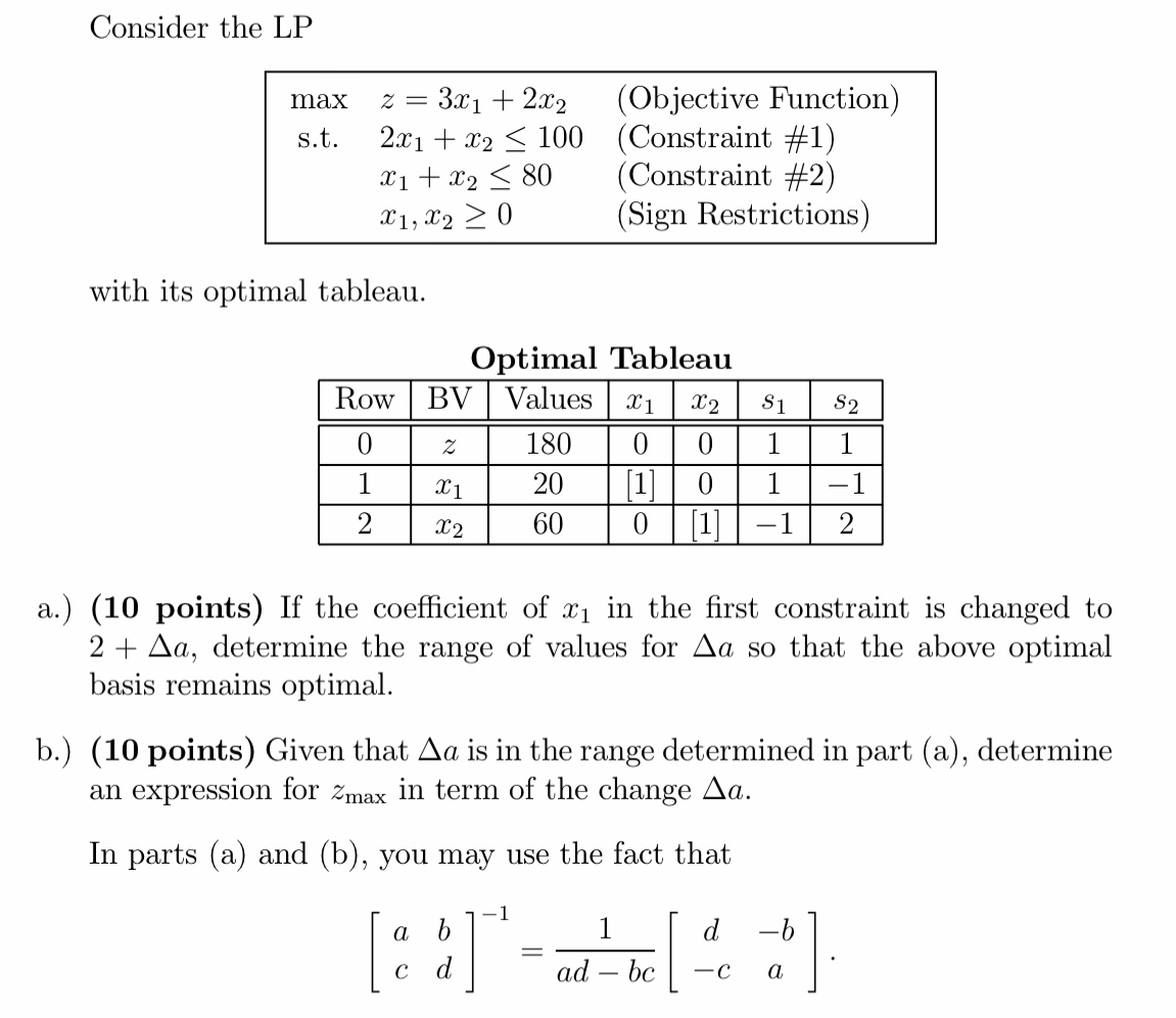 Consider The Lp Objective Function 100 Constraint