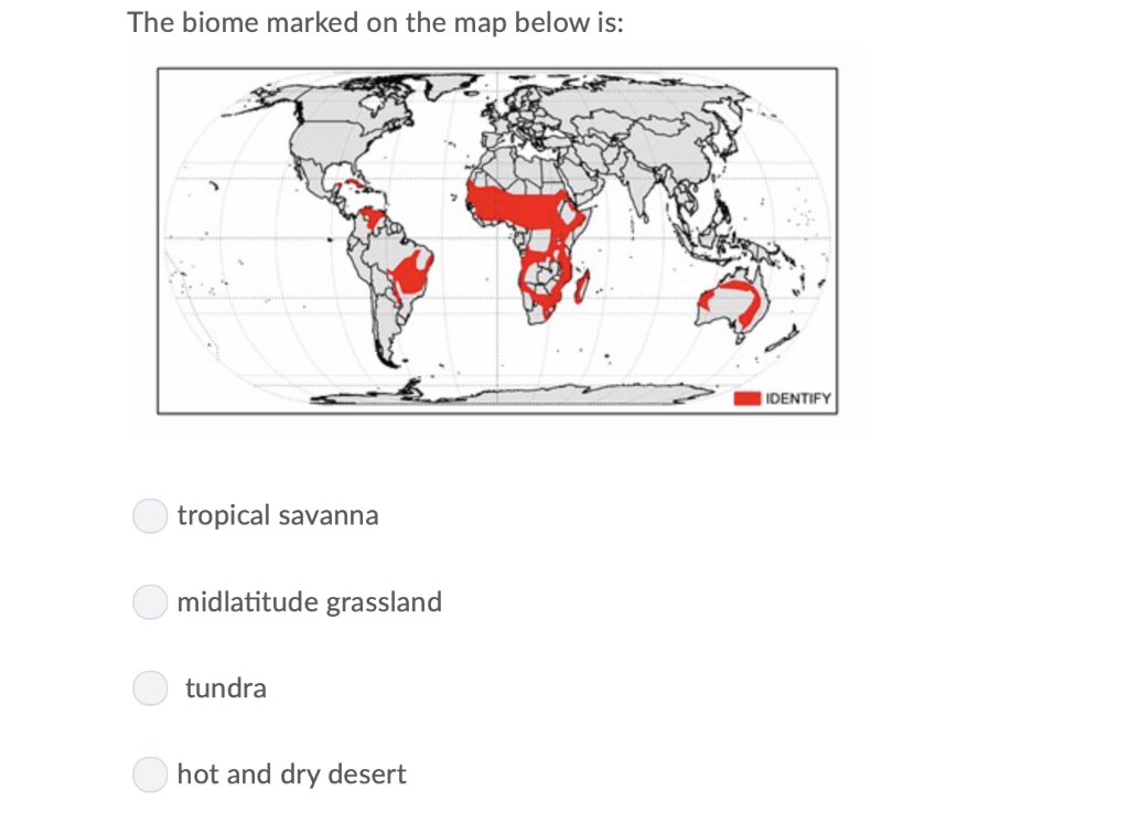 Solved The biome marked on the map below is: ッ IDENTIFY | Chegg.com