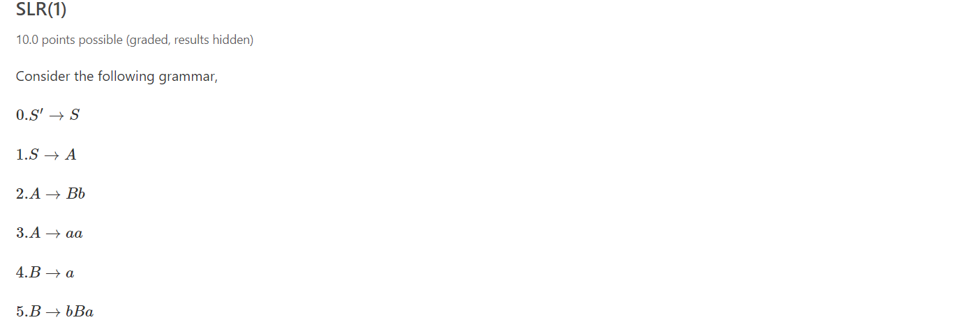 Solved SLR(1) 10.0 points possible (graded, results hidden) | Chegg.com