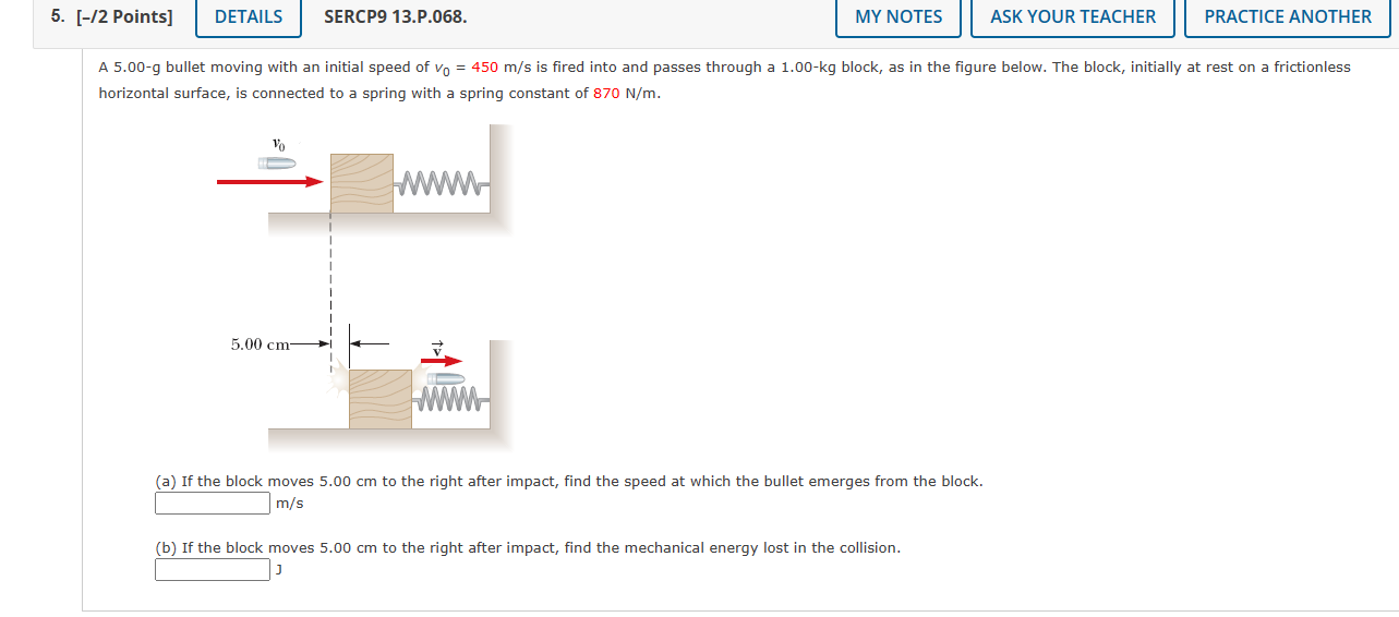 Solved A 5.00-g bullet moving with an initial speed of | Chegg.com