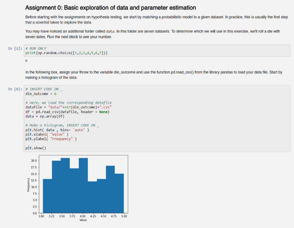 Assignment 0: Basic exploration of data and parameter | Chegg.com