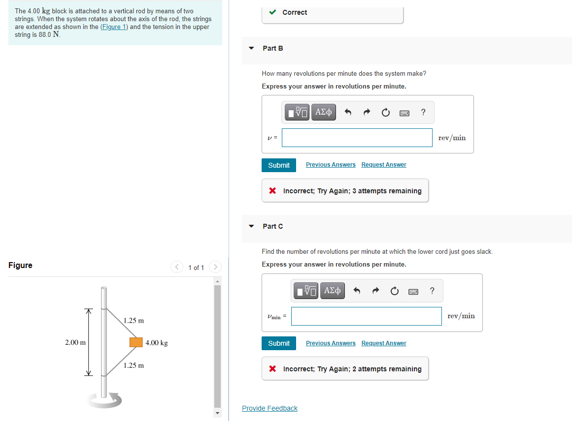 Solved Correct The 4.00 kg block is attached to a vertical | Chegg.com