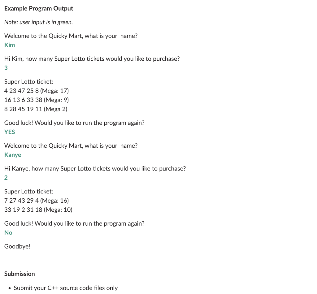 Solved requirements: 1. Create a function called quickPick() | Chegg.com Solved requirements: 1. Create a function called quickPick() | Chegg.com