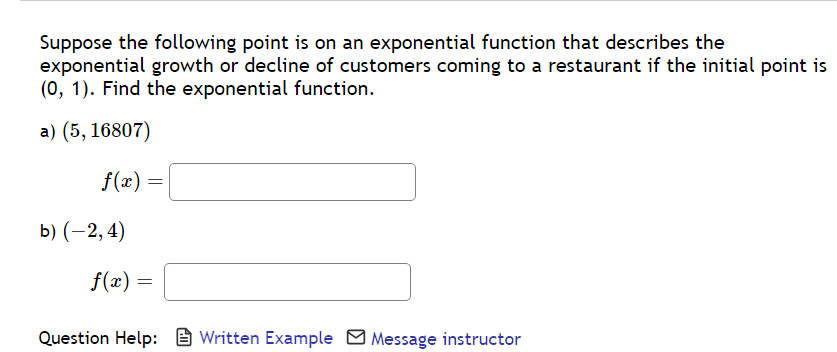 Solved Suppose the following point is on an exponential | Chegg.com