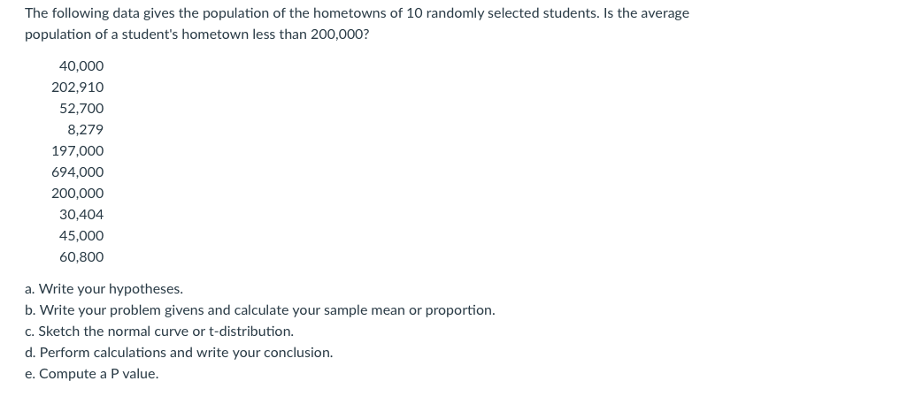 Solved The following data gives the population of the | Chegg.com