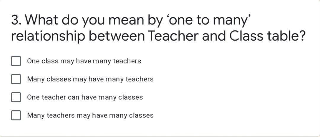 Solved 3. What do you mean by ‘one to many' relationship | Chegg.com