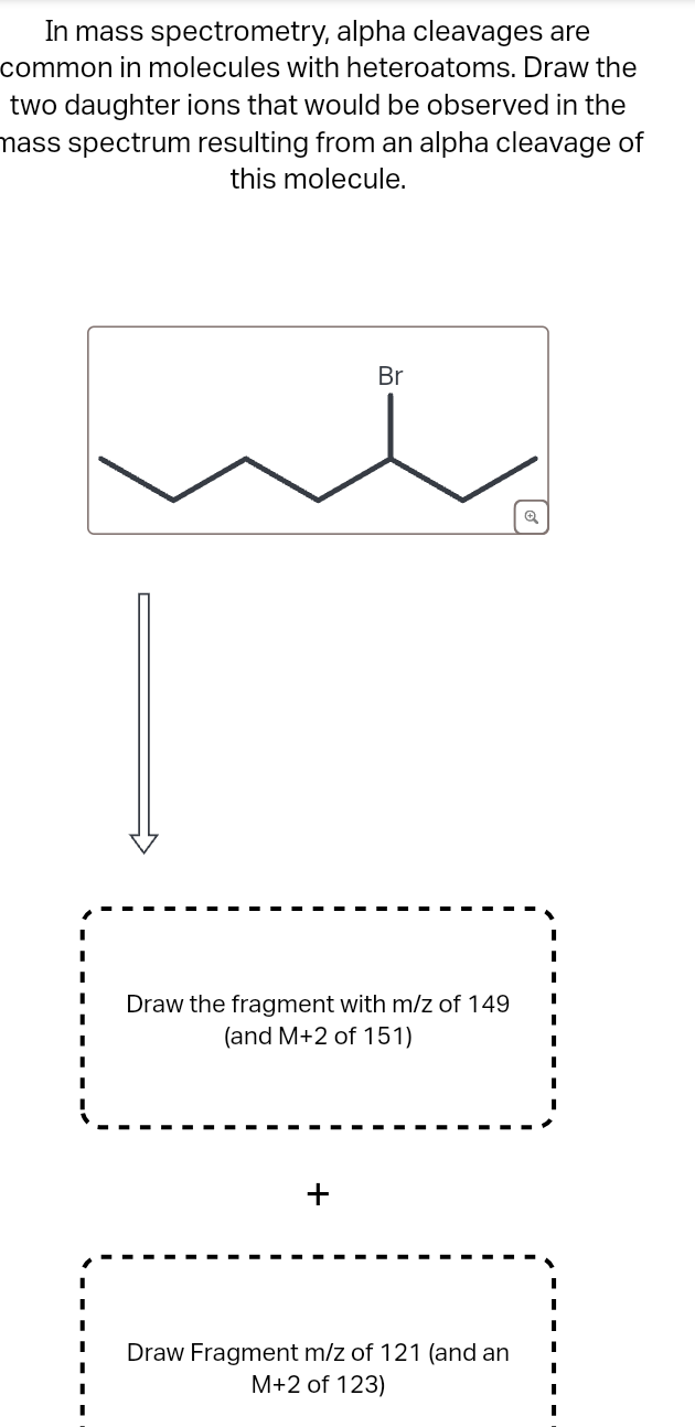 Solved In mass spectrometry, alpha cleavages arecommon in | Chegg.com