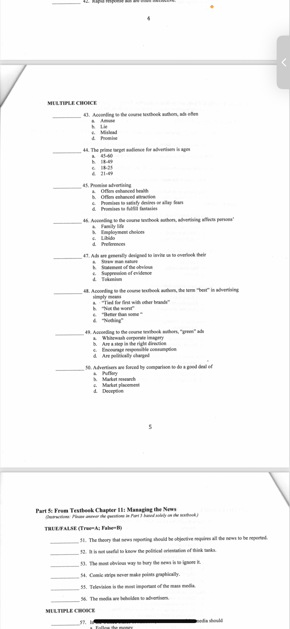 43. According to the course textbook authors, ads | Chegg.com