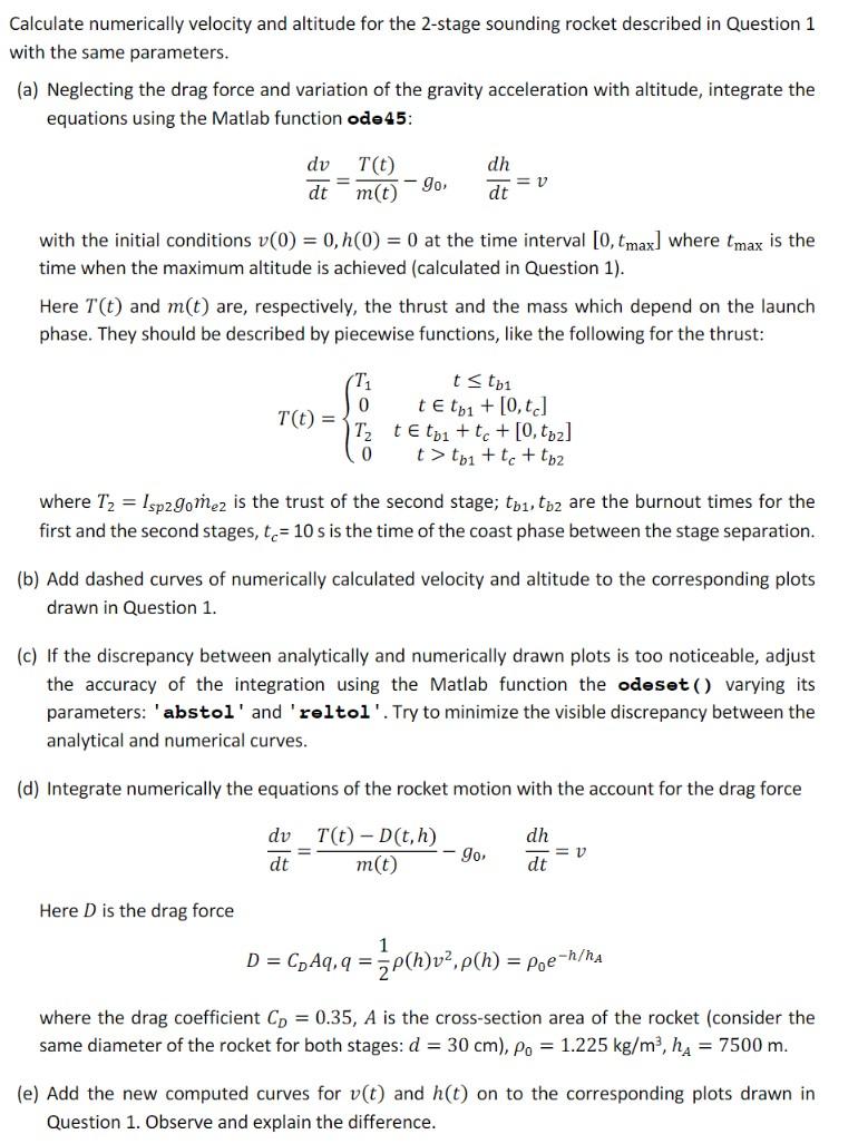 Solved The curved-earth gravity-turn equations for a rocket | Chegg.com