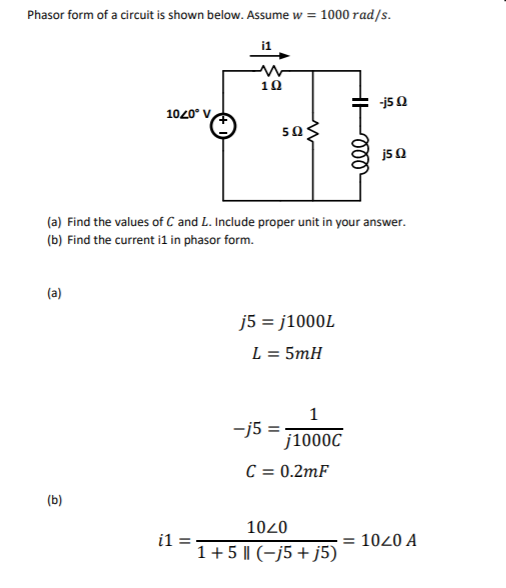 Solved Phasor form of a circuit is shown below. Assume w = | Chegg.com