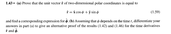 Solved 1.43⋆ (a) Prove that the unit vector r^ of | Chegg.com