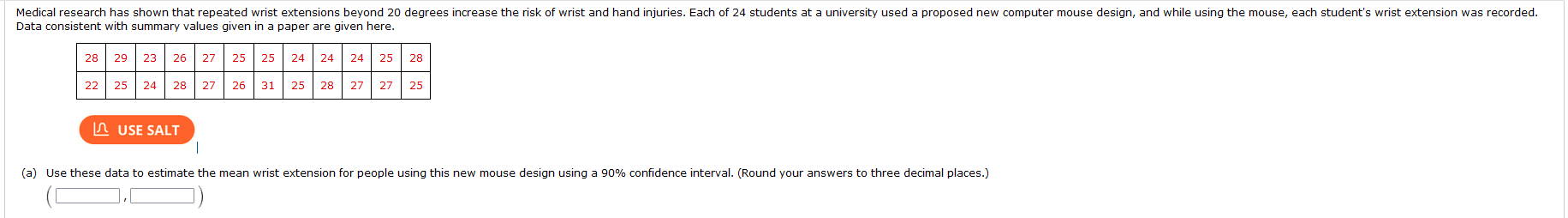 Solved Data consistent with summary values given in a paper | Chegg.com