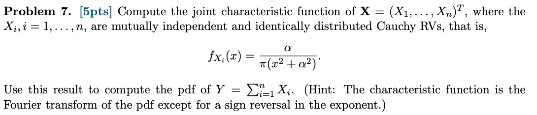 Solved Problem 7. [5pts] Compute the joint characteristic | Chegg.com