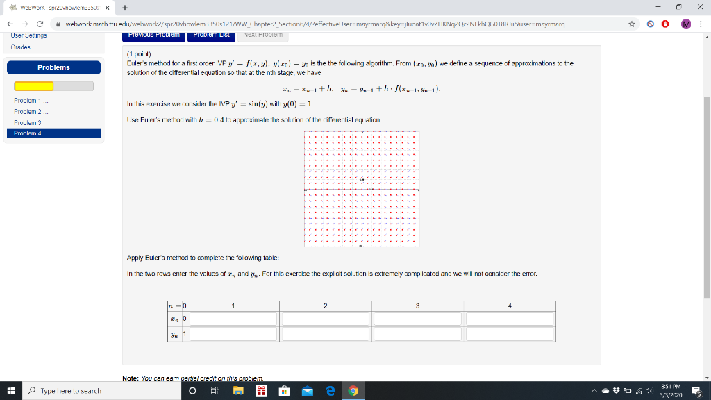 Solved WebWork: sprzovhowiem3350 X + -ox € → C User Settings | Chegg.com