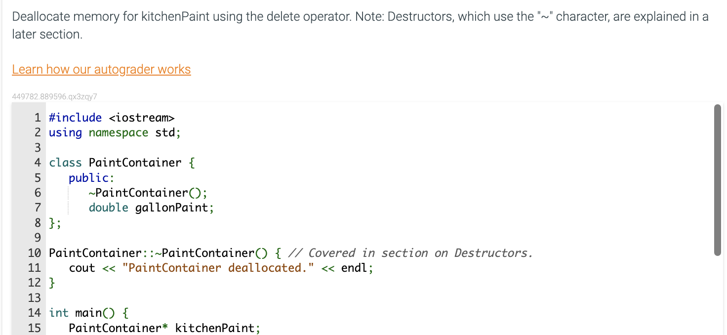 Solved Deallocate memory for kitchenPaint using the delete | Chegg.com