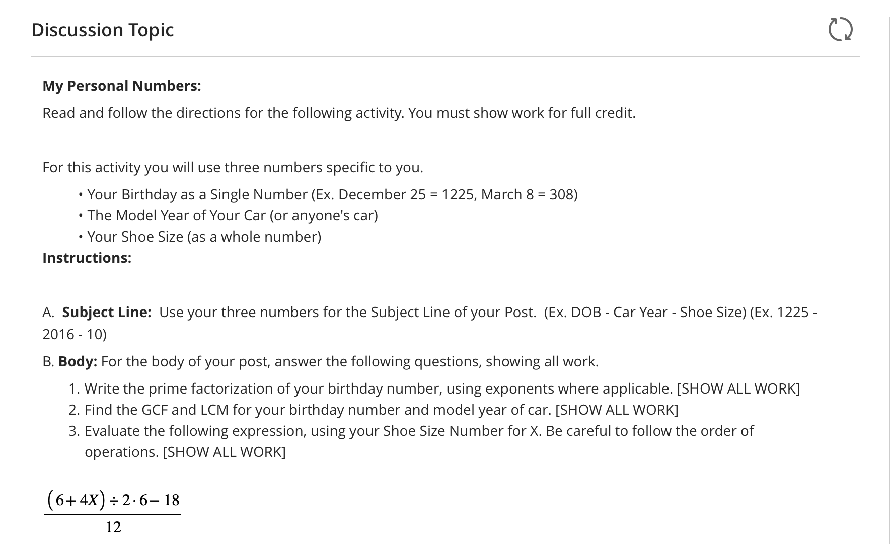 Solved My Personal Numbers: Read and follow the directions | Chegg.com