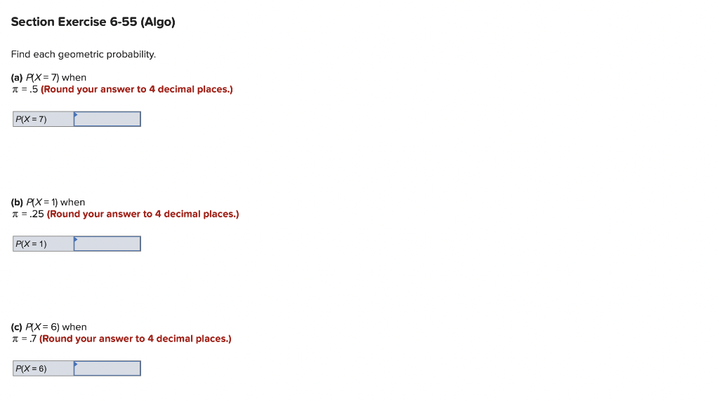 Solved Section Exercise 6-55 (Algo) Find each geometric | Chegg.com