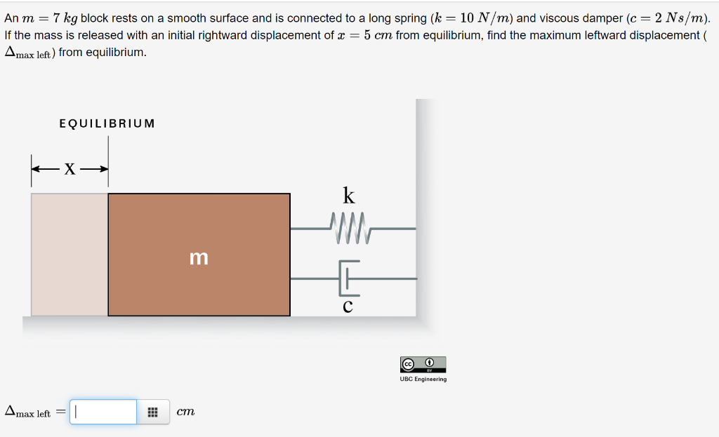 Solved An m=7 kg block rests on a smooth surface and is | Chegg.com
