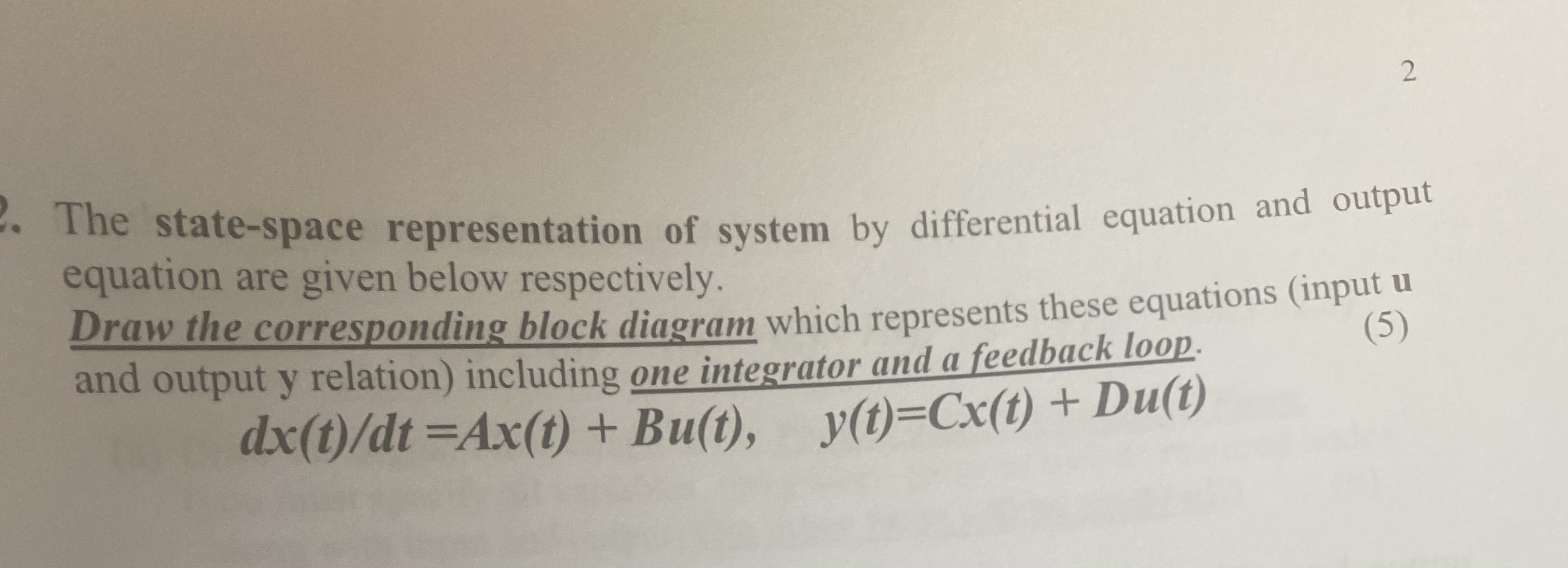 Solved The state-space representation of system by | Chegg.com