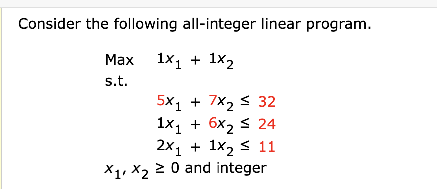 Solved Consider the following all-integer linear program. | Chegg.com