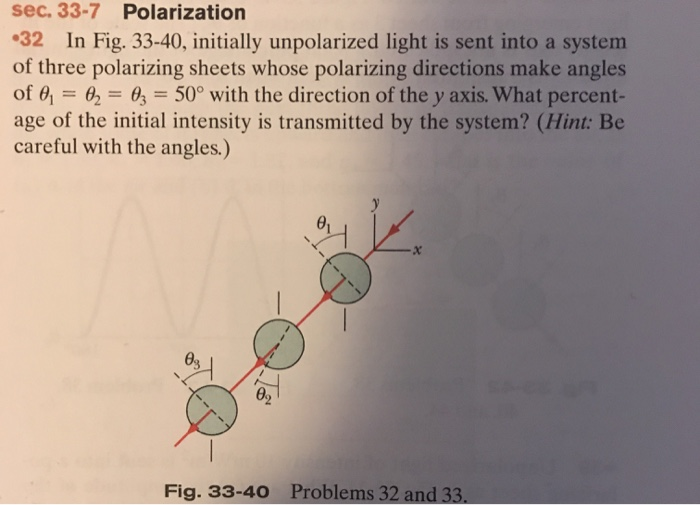 Solved sec. 33-7 Polarization 32 In Fig. 33-40, initially | Chegg.com