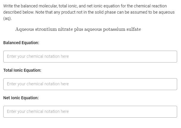 Solved Write the balanced molecular, total ionic, and net | Chegg.com
