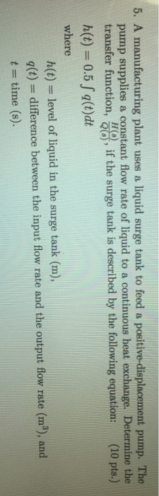 Solved A manufacturing plant uses a liquid surge tank to | Chegg.com