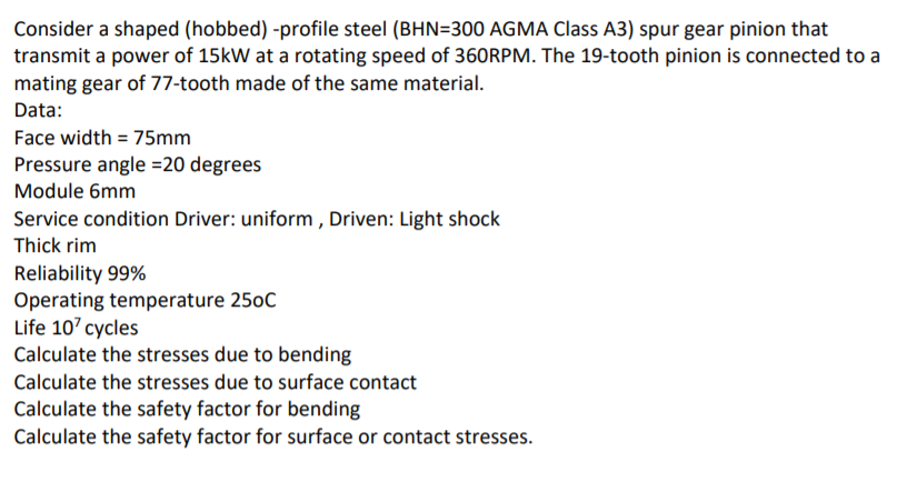 Solved Consider a shaped (hobbed) - profile steel (BHN=300 | Chegg.com