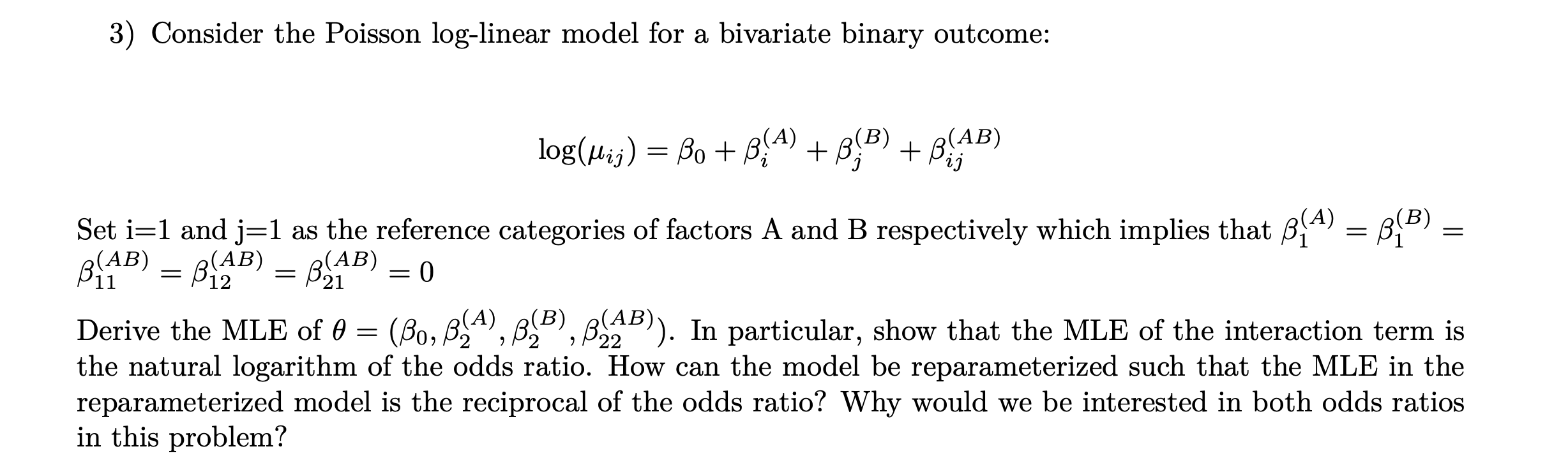 3) Consider the Poisson log-linear model for a | Chegg.com
