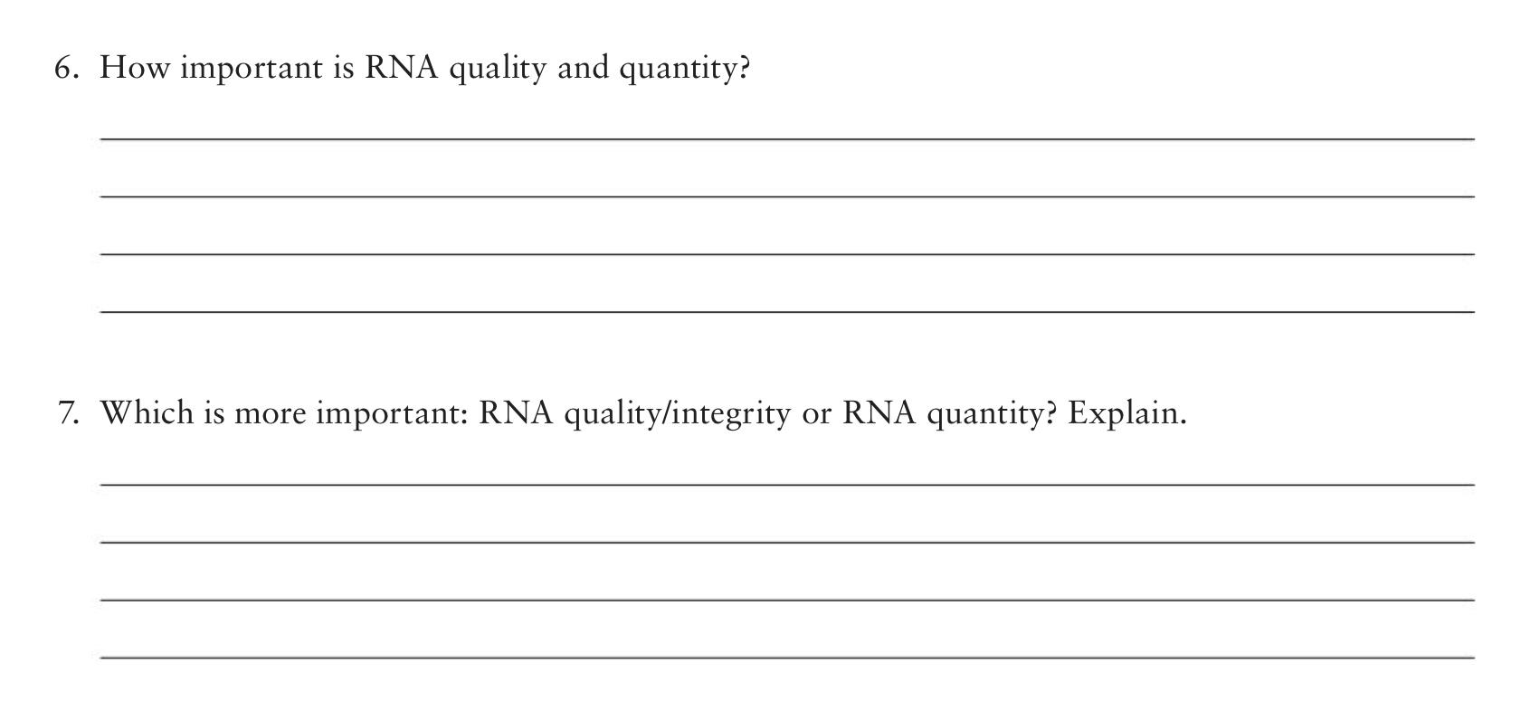 Solved 6. How important is RNA quality and quantity? 7. | Chegg.com