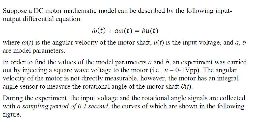Suppose a DC motor mathematic model can be described | Chegg.com