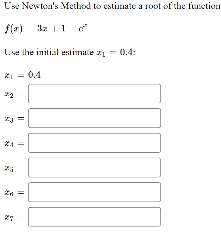 Solved Use Newton's Method to estimate a root of the | Chegg.com