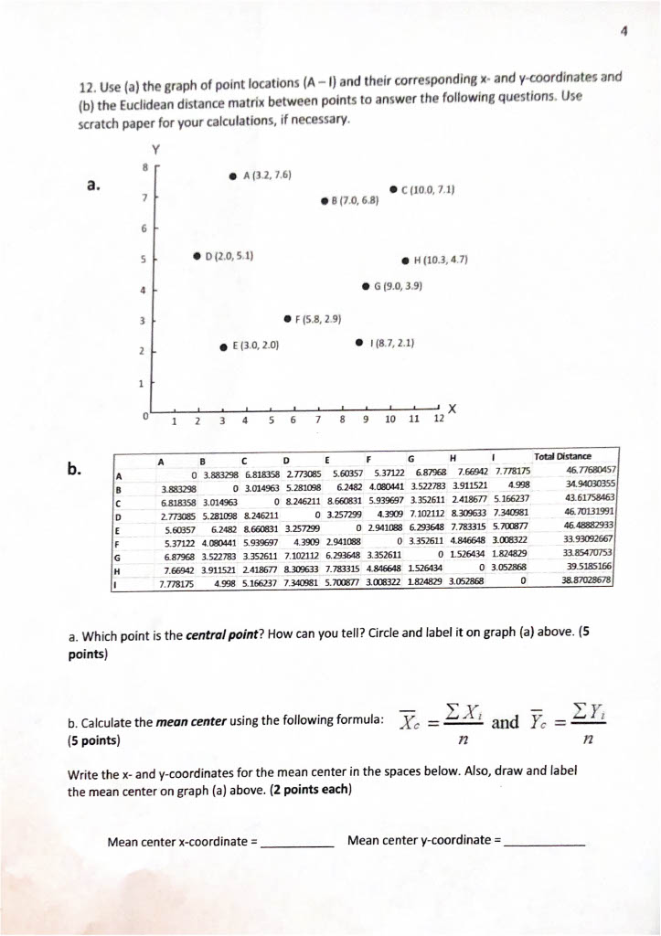 Solved 4 12. Use (a) the graph of point locations (A-1) and | Chegg.com