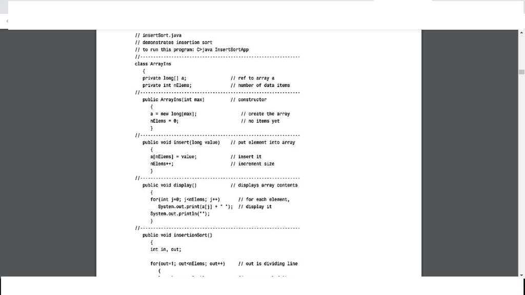 Solved In Java Language Modify The Insertionsort Method 3327
