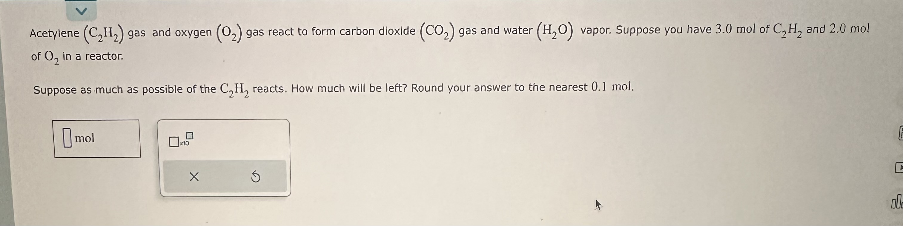 Solved Acetylene (C2H2) gas and oxygen (O2) gas react to | Chegg.com