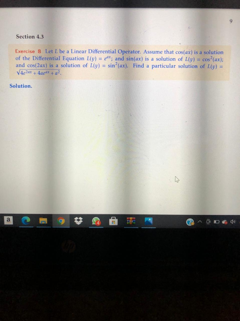 Solved Exercise 8 Let L be a Linear Differential Operator. | Chegg.com