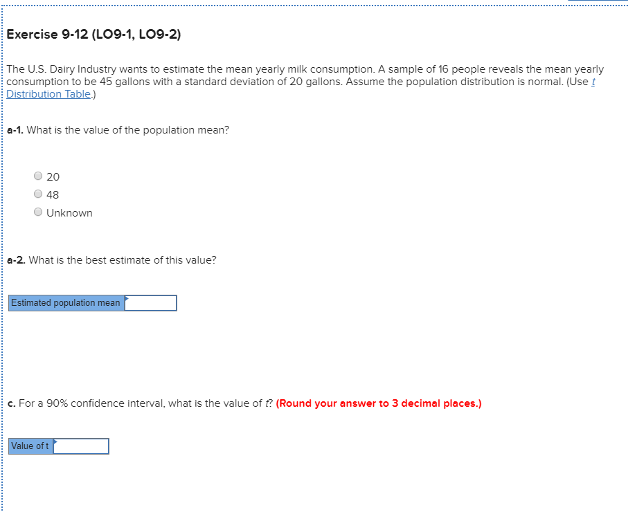 Solved Exercise 9-12 (LO9-1, LO9-2) The U.S. Dairy Industry | Chegg.com