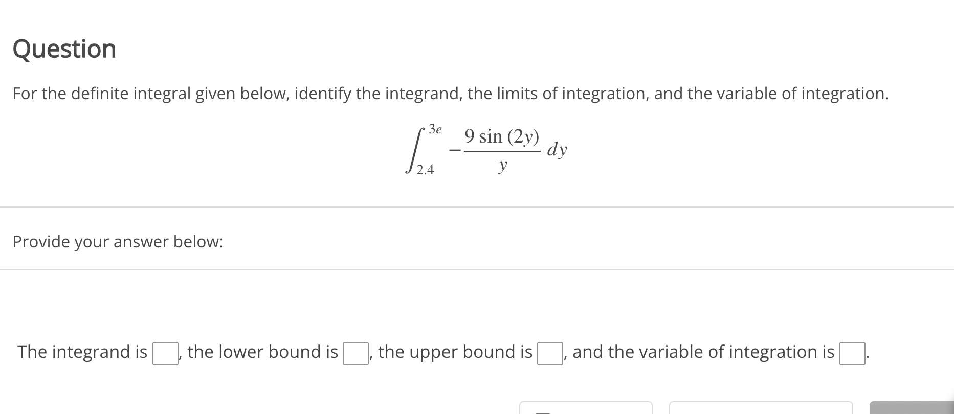 Solved For the definite integral given below, identify the | Chegg.com