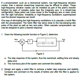 Solved If a process/plant, such as a mechanical system, has | Chegg.com