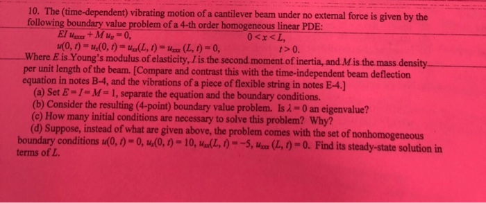 Solved 10. The (time-dependent) vibrating motion of a | Chegg.com