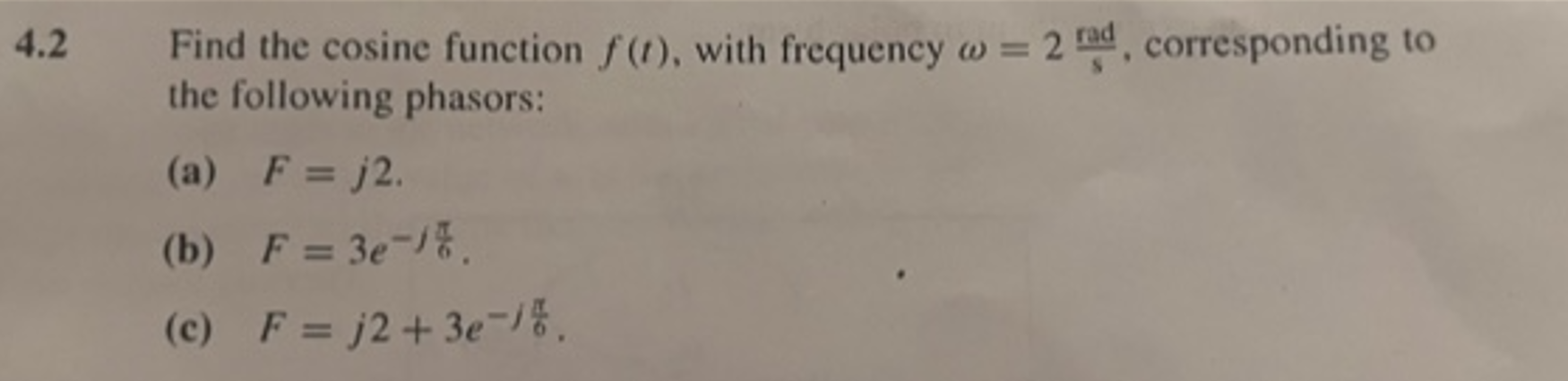 Solved Find the cosine function f(t), with frequency | Chegg.com