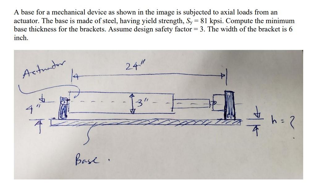 Solved A base for a mechanical device as shown in the image | Chegg.com