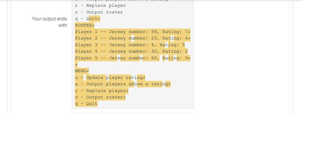 Solved 8.14 LAB*: Program: Soccer team roster This program | Chegg.com