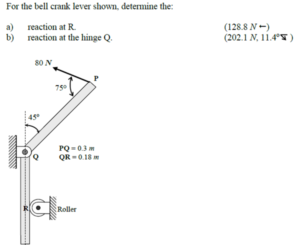 Solved For the bell crank lever shown, determine the: a) | Chegg.com