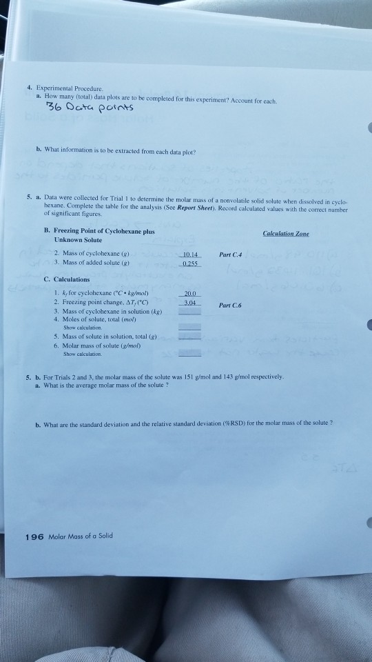 Solved 4. Experimental Procedure. a. How many (total) data | Chegg.com
