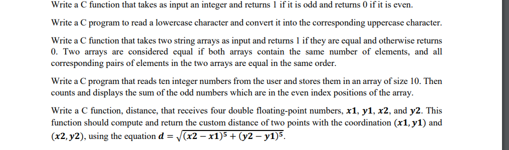 Solved Write A C Function That Takes As Input An Integer And 9928