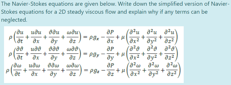 Solved The Navier-Stokes equations are given below. Write | Chegg.com
